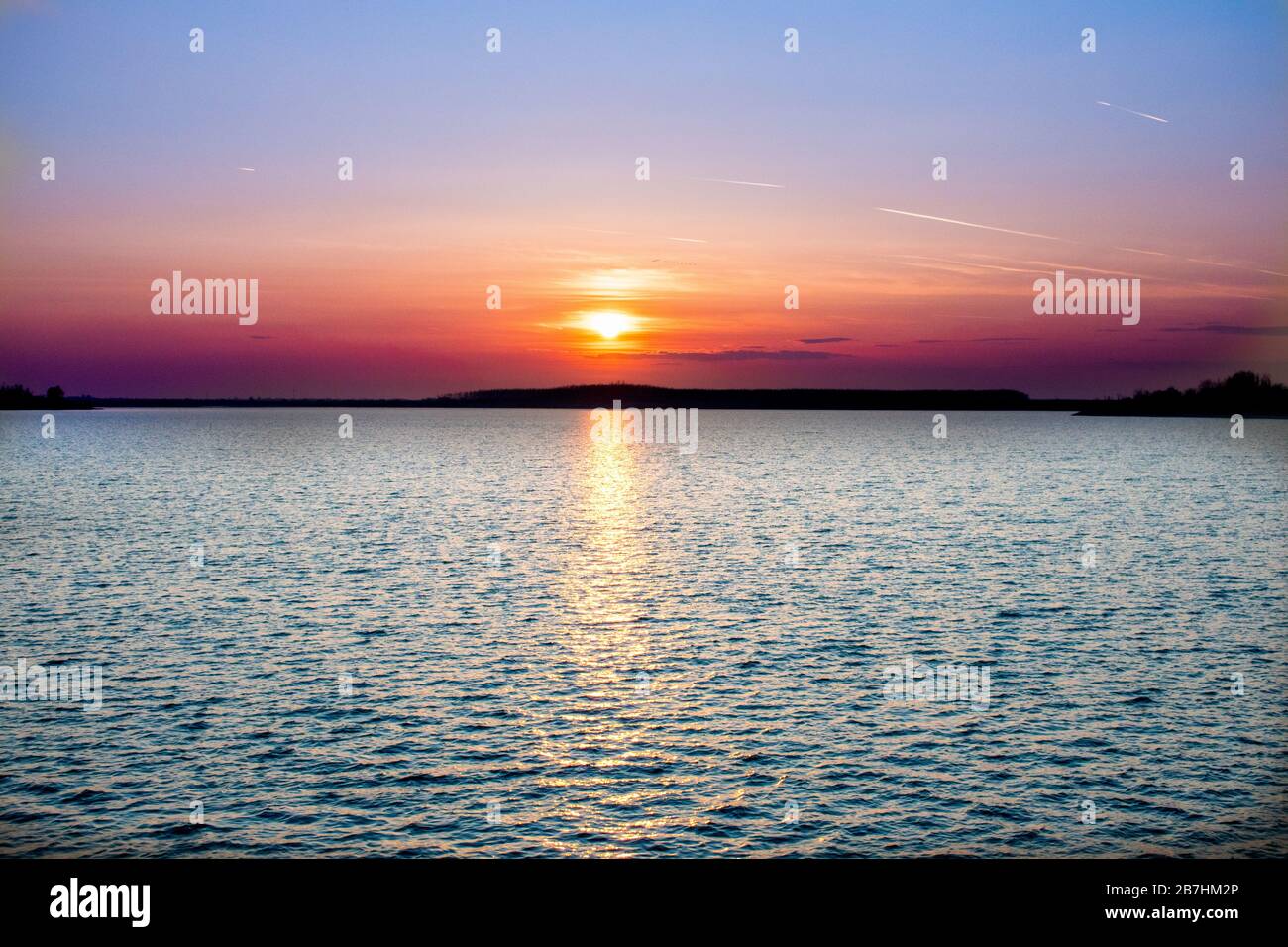 golden hour sunset on sea ocean background landscape Stock Photo - Alamy