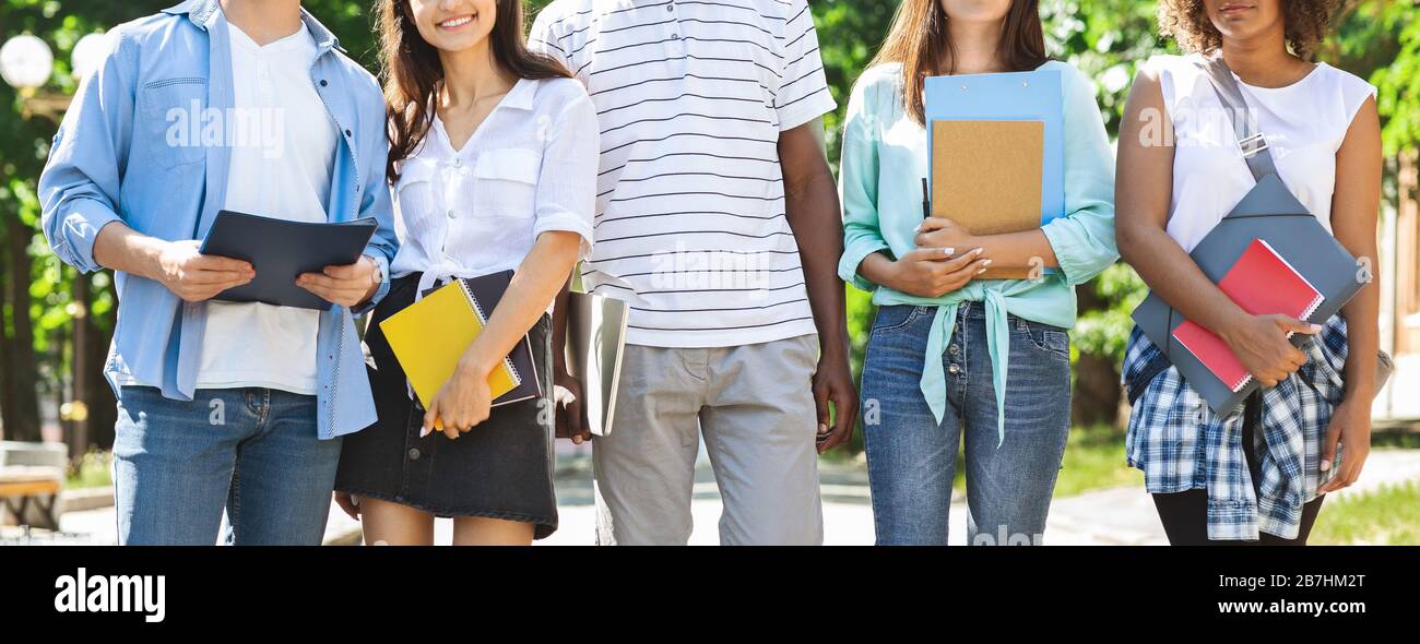 Students Background, Cropped Image Of College Friends Posing Outdoors ...