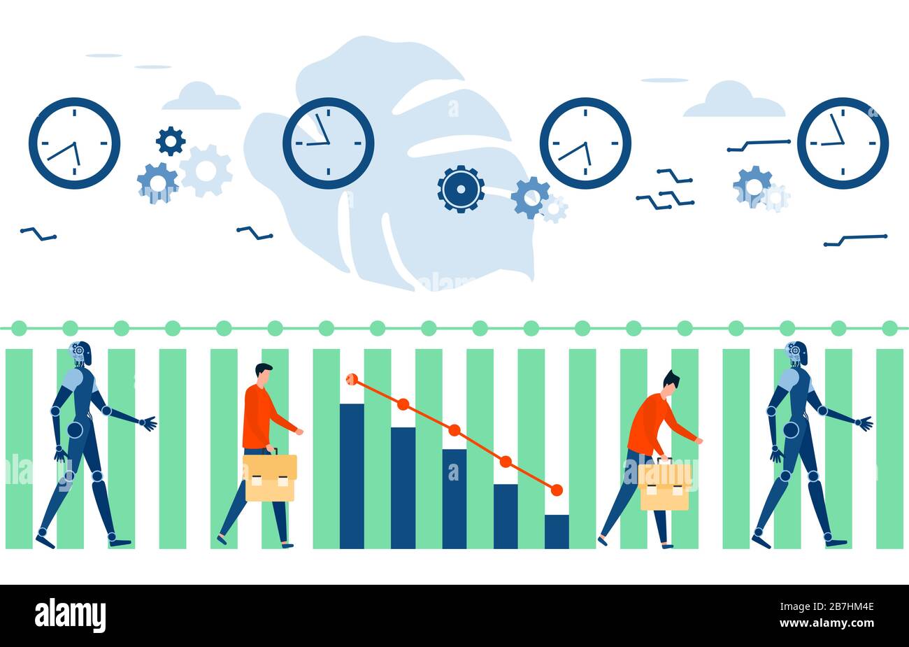 Vector illustration Robot, human comparison of performance, competition ...
