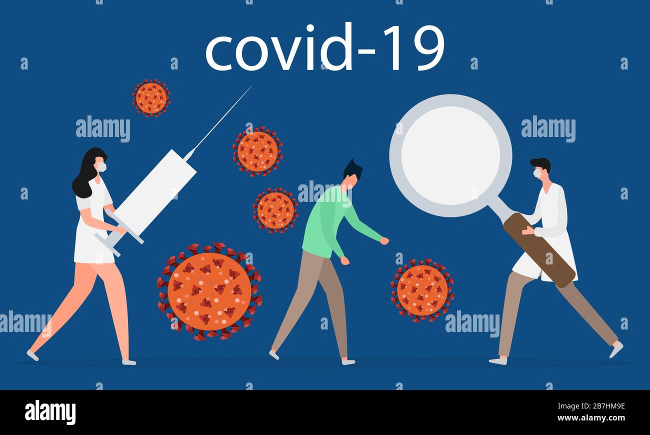 Vector illustration Chinese coronavirus COVID-19 Pandemic People ...