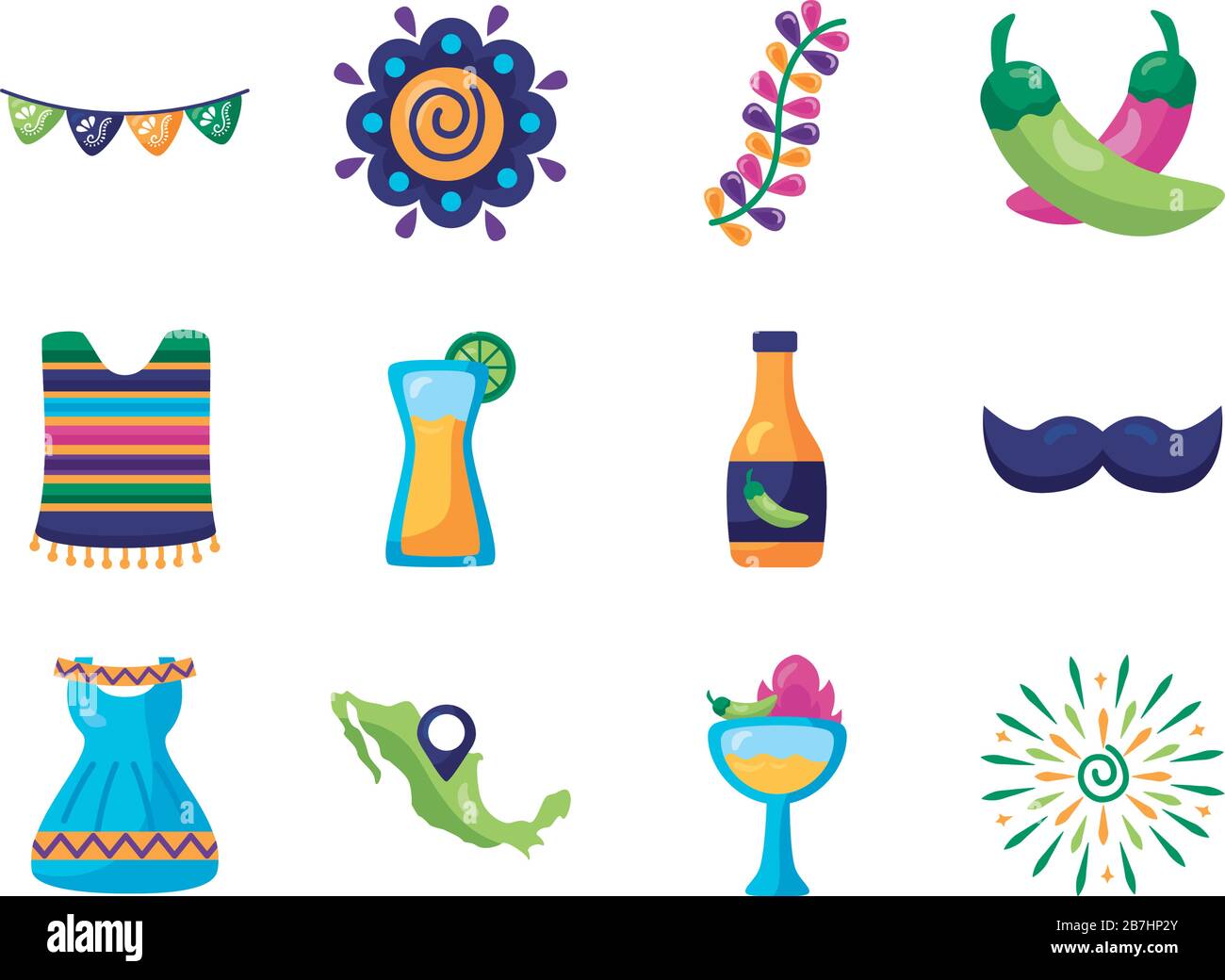 bundle of mexican set icons Stock Vector Image & Art - Alamy