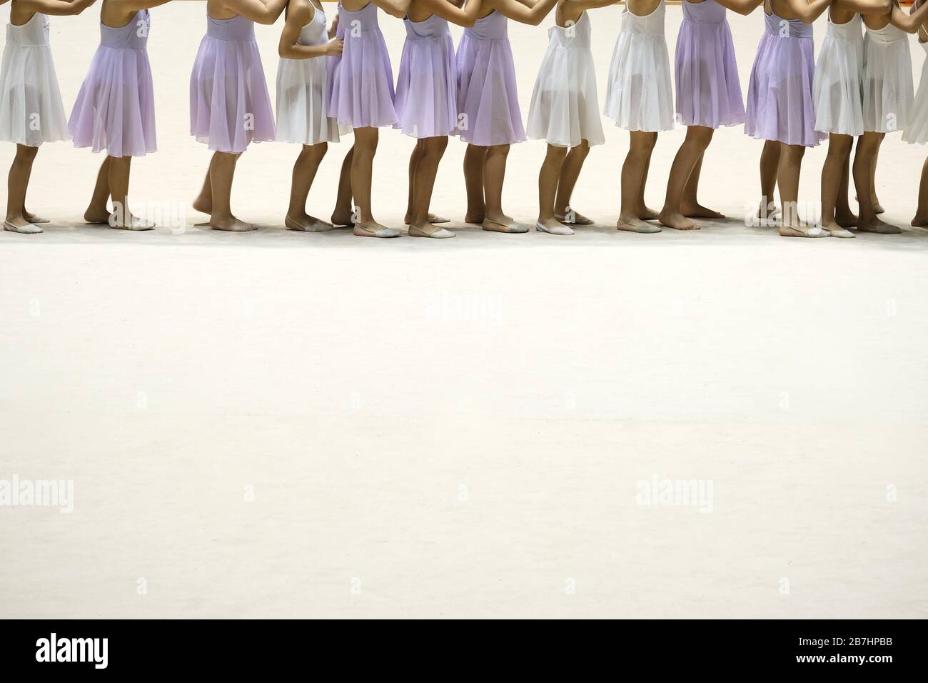 Row of young dancers legs Stock Photo - Alamy