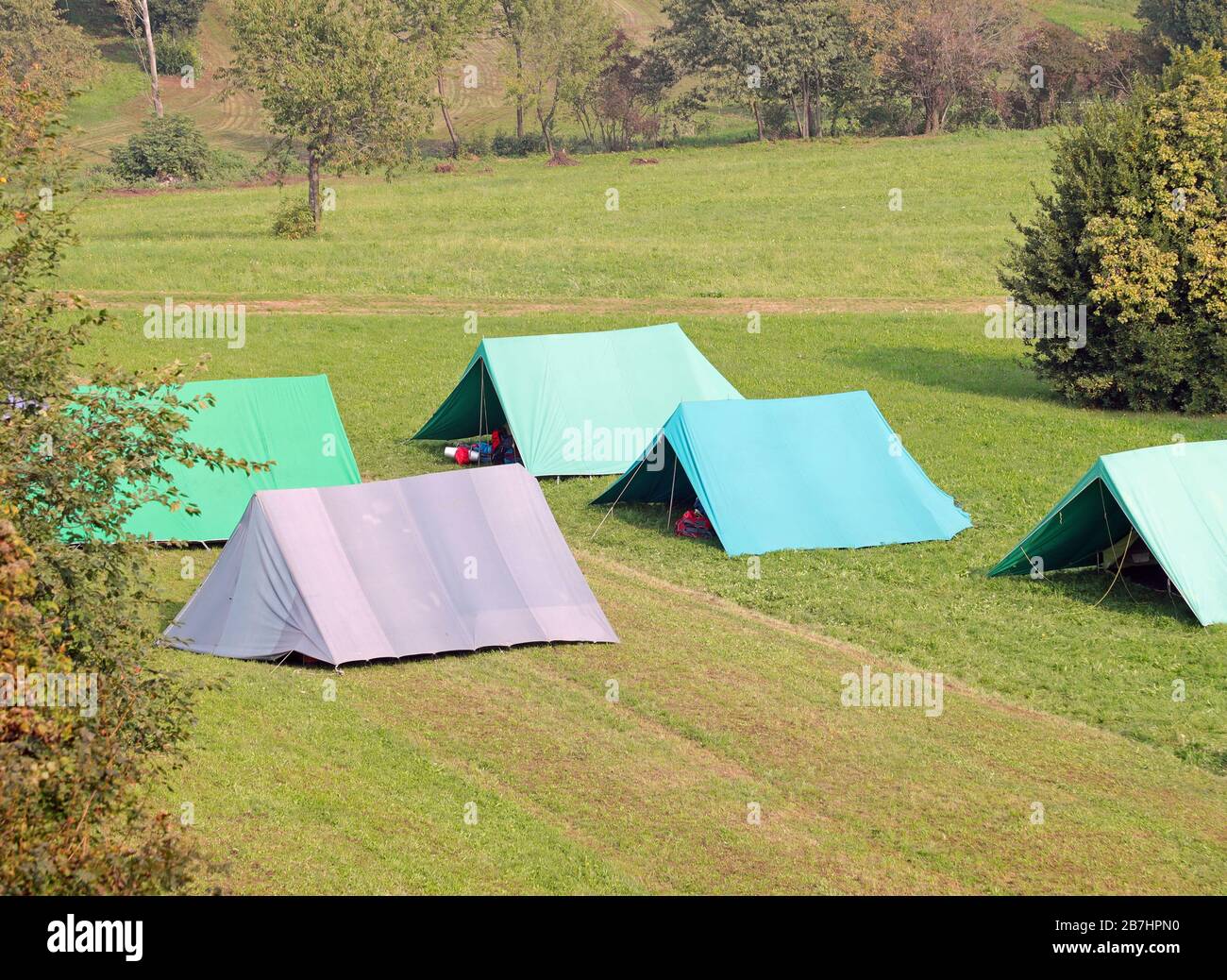 tented boy scout camp at an outdoor campsite Stock Photo - Alamy