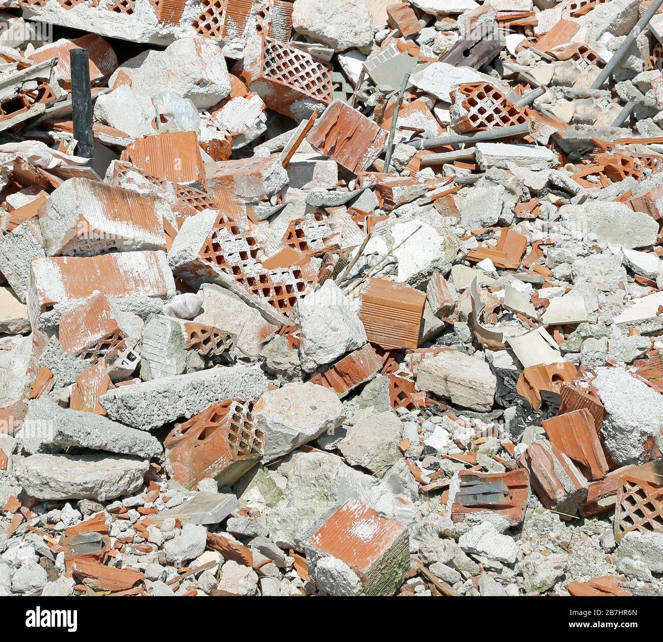 many rubble and bricks from a demolished house Stock Photo - Alamy