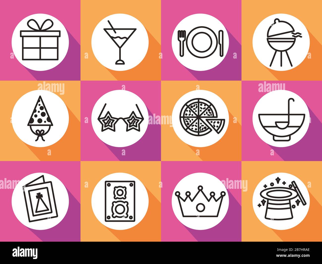 Birthday celebration icons lettering Stock Vector Images - Alamy