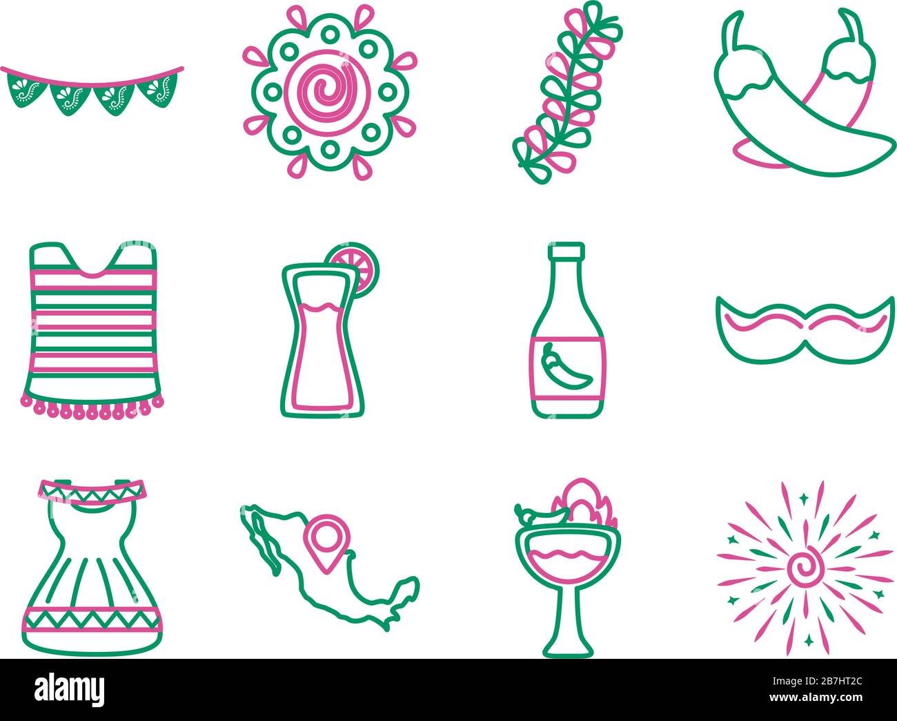bundle of mexican set icons Stock Vector Image & Art - Alamy