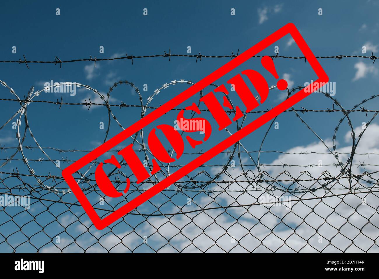 Closed borders due to Coronavirus outbreak. Quarantine zone concept ...