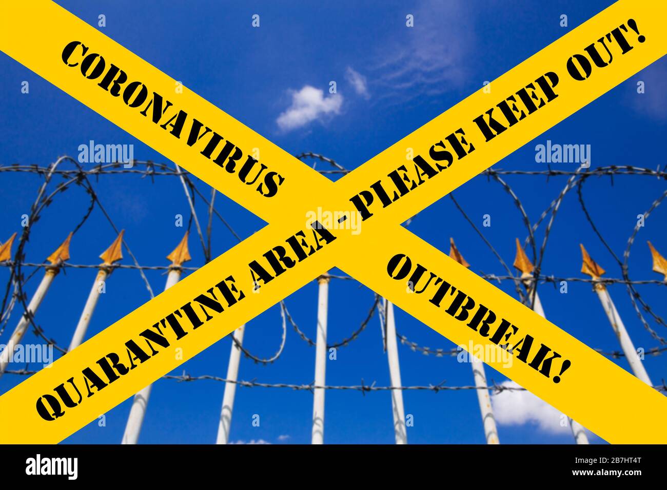 Closed borders due to Coronavirus outbreak. Quarantine zone concept ...