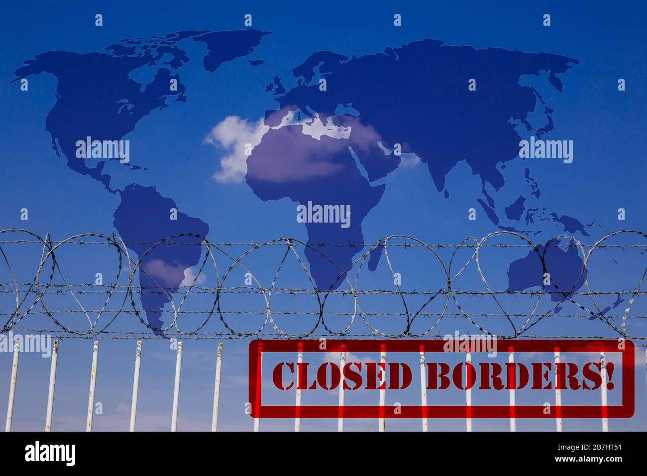 Closed borders due to Coronavirus outbreak. Quarantine zone concept ...