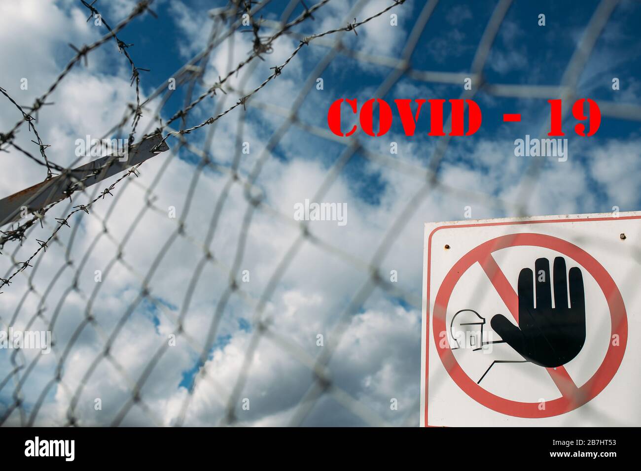 Closed borders due to Coronavirus outbreak. Quarantine zone concept ...