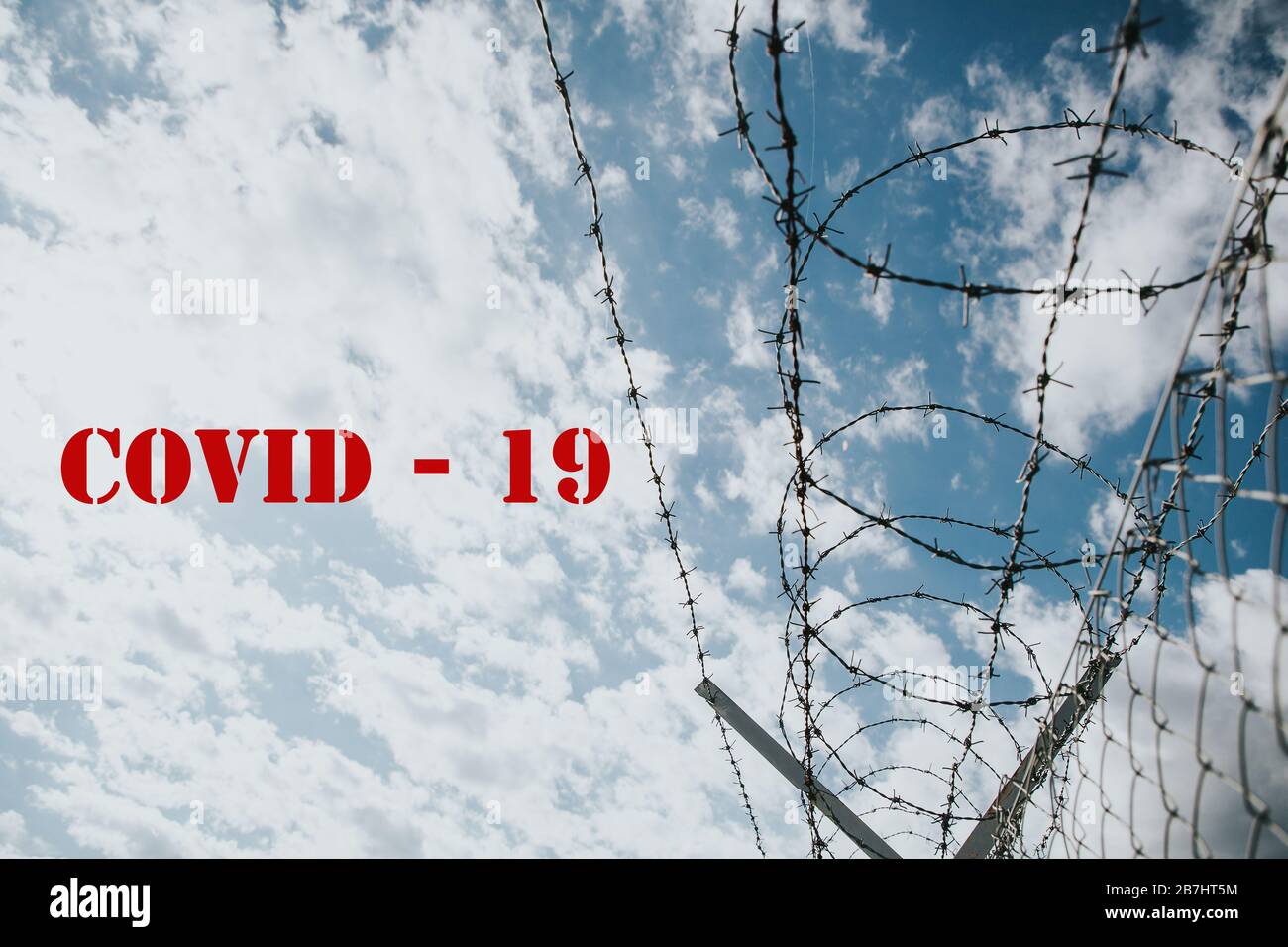 Closed borders due to Coronavirus outbreak. Quarantine zone concept ...