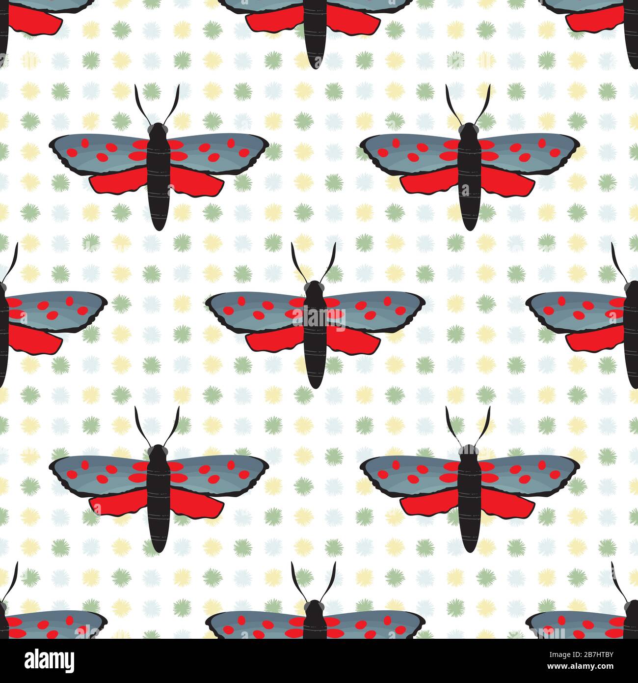 Six spot burnet butterfly seamless vector pattern background. Day ...