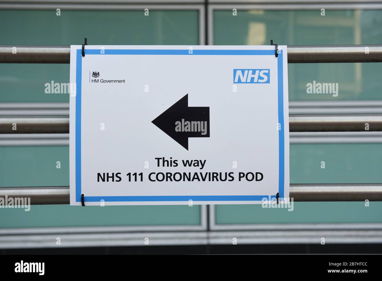 Coronavirus Pod sign outside a hospital in the UK Stock Photo - Alamy