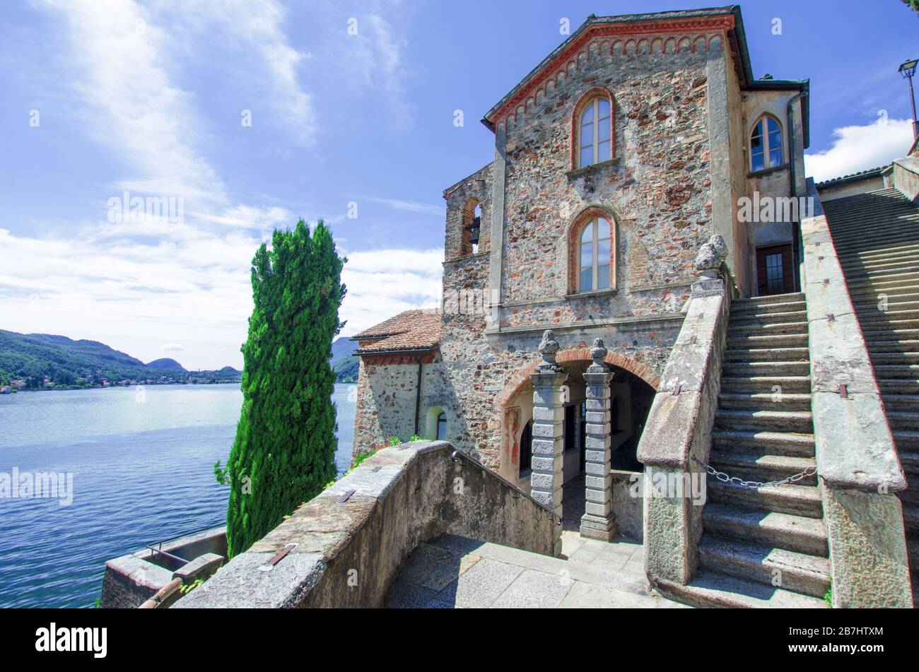 religious stone building of the 13th century, built on a rocky wall ...