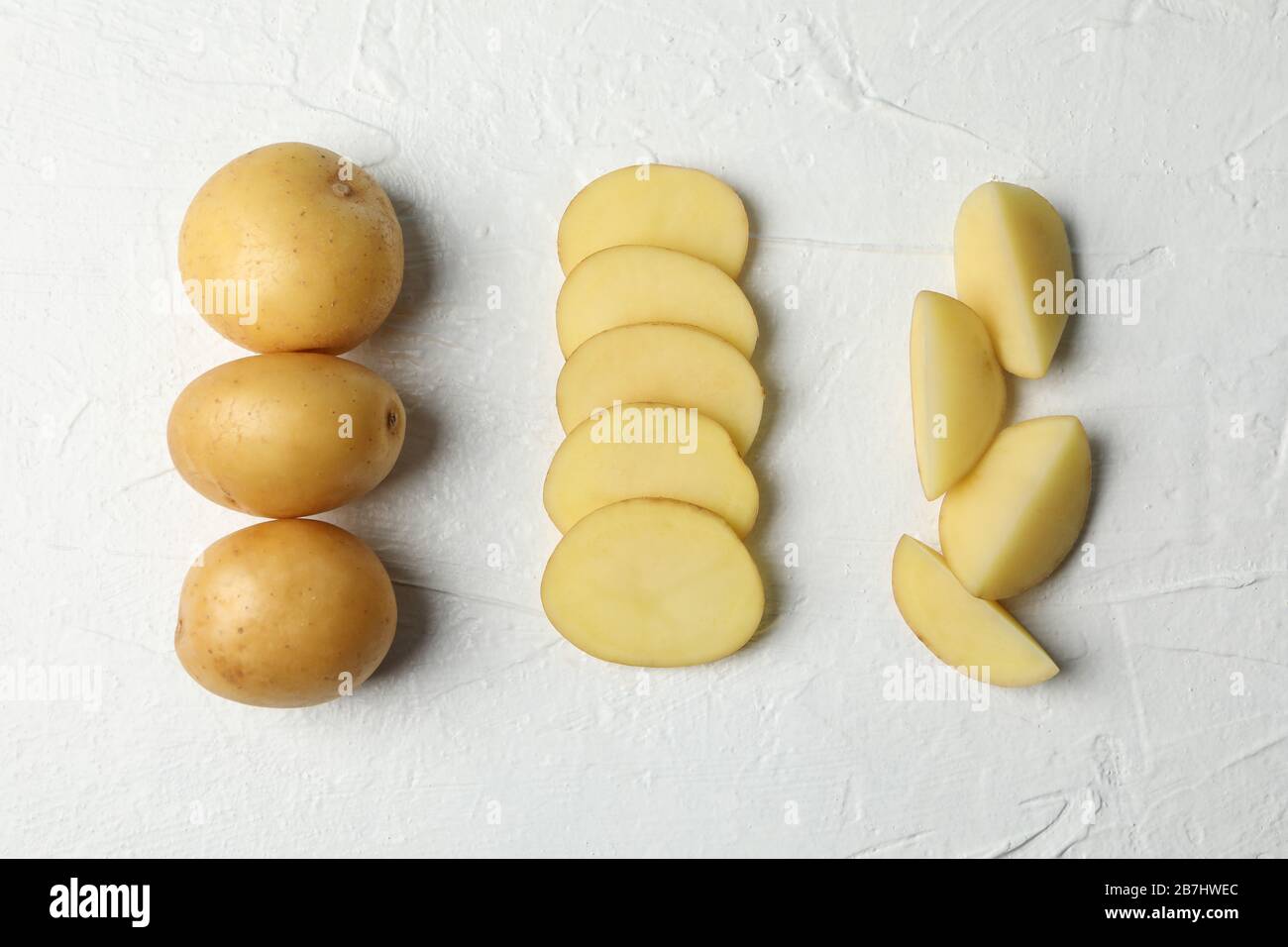 Young potato on white background, top view Stock Photo - Alamy
