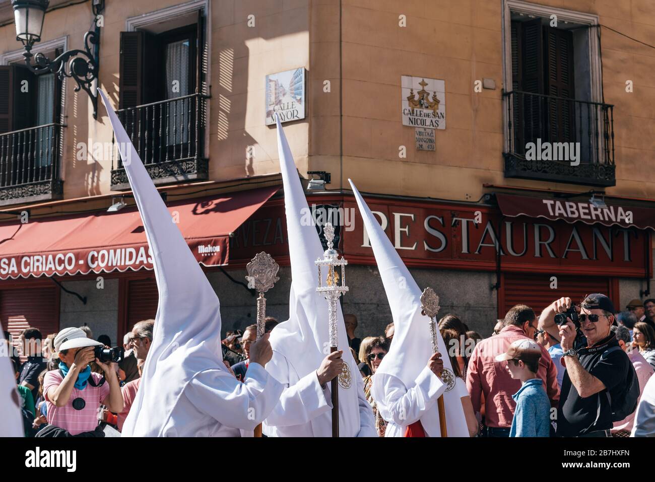 Madrid, Spain - April 14, 2019: Borriquita procession during Easter ...