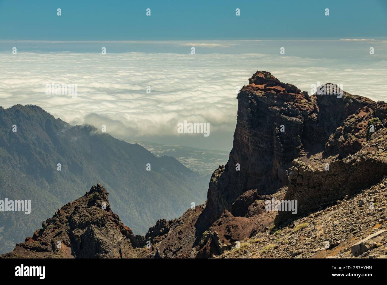 Above the clouds. Aerial view of the National Park Caldera de ...