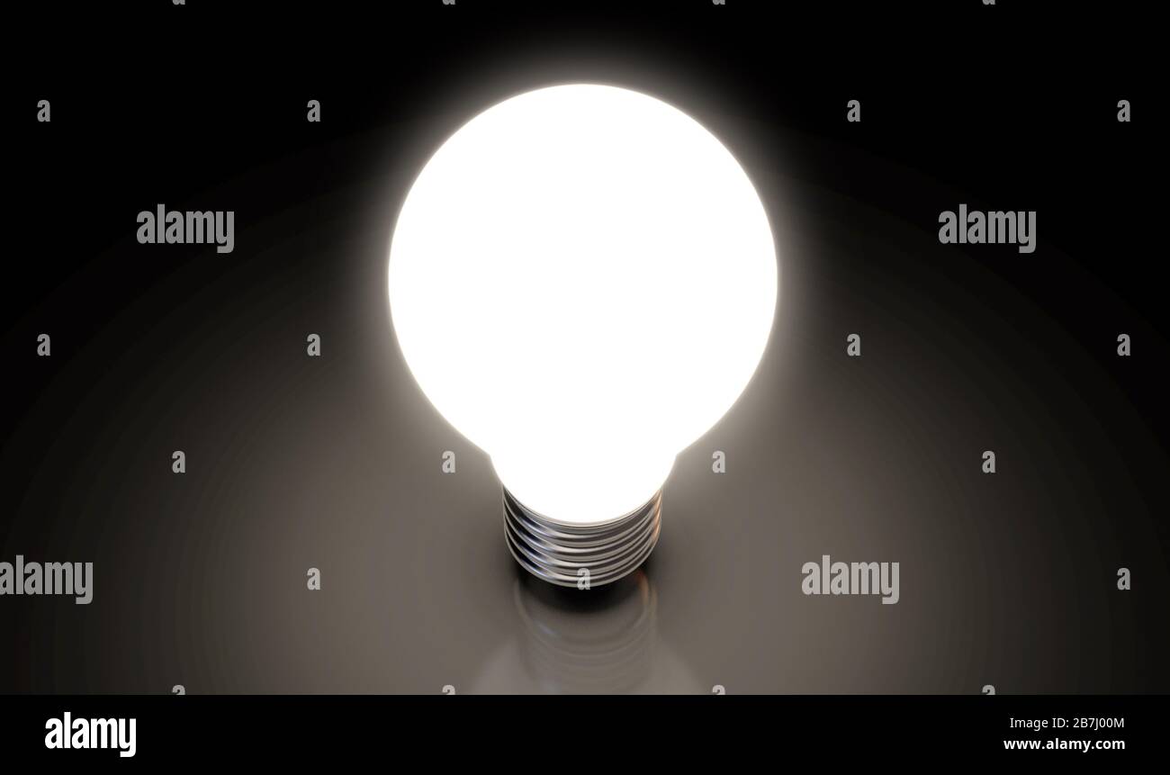 A concept of a disconnected standard light bulb brightly illuminated on ...