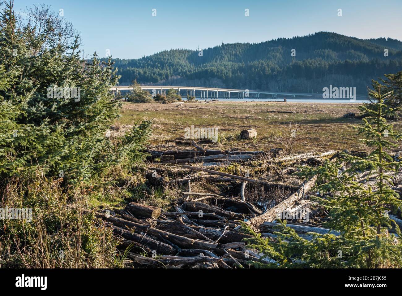 A view of the Naselle River Bridge in Washington State Stock Photo - Alamy