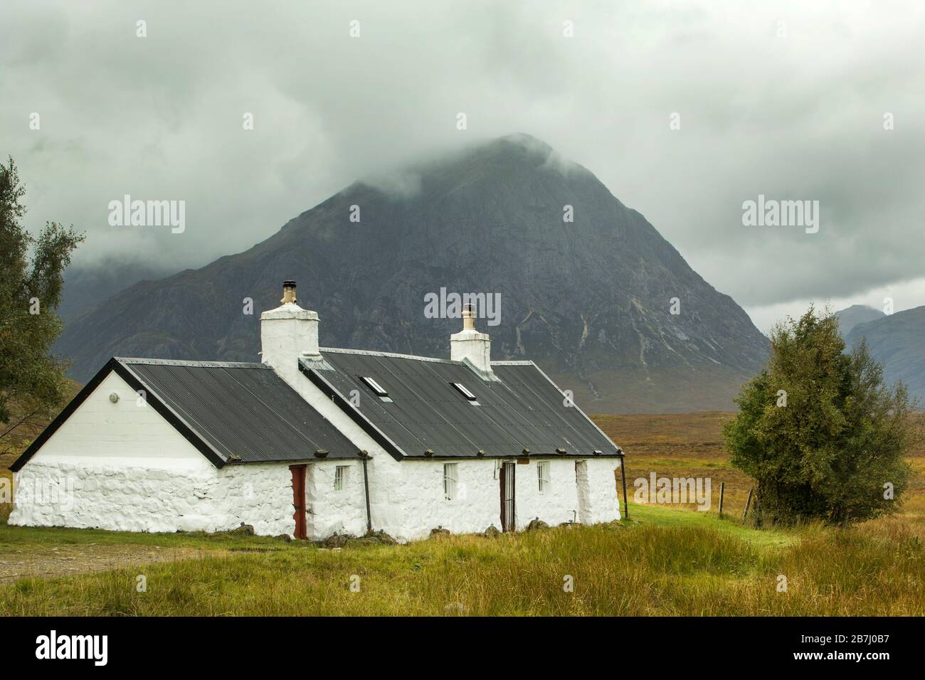The famous climbing hut of Black Rock Cottage sits below Buachaille ...