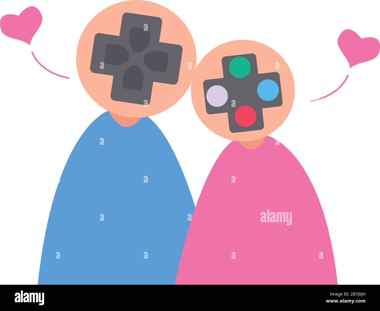 Simple cute and very unique illustration of a couple gamer with love ...