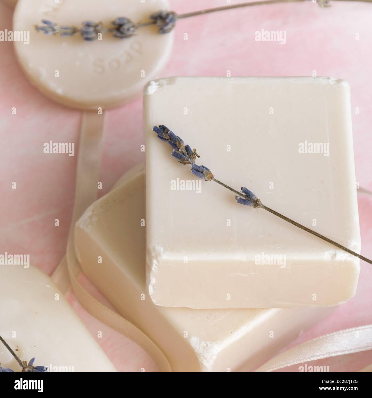 Handmade soap with lavender extract. Hygiene, artisanal products Stock ...