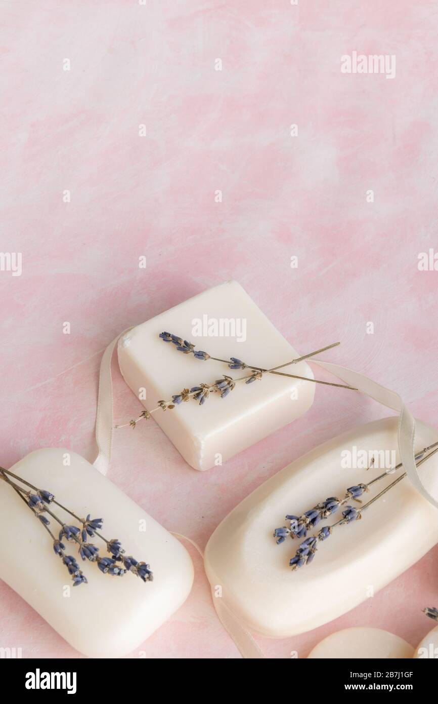 Handmade soap with lavender extract. Hygiene, artisanal products Stock ...
