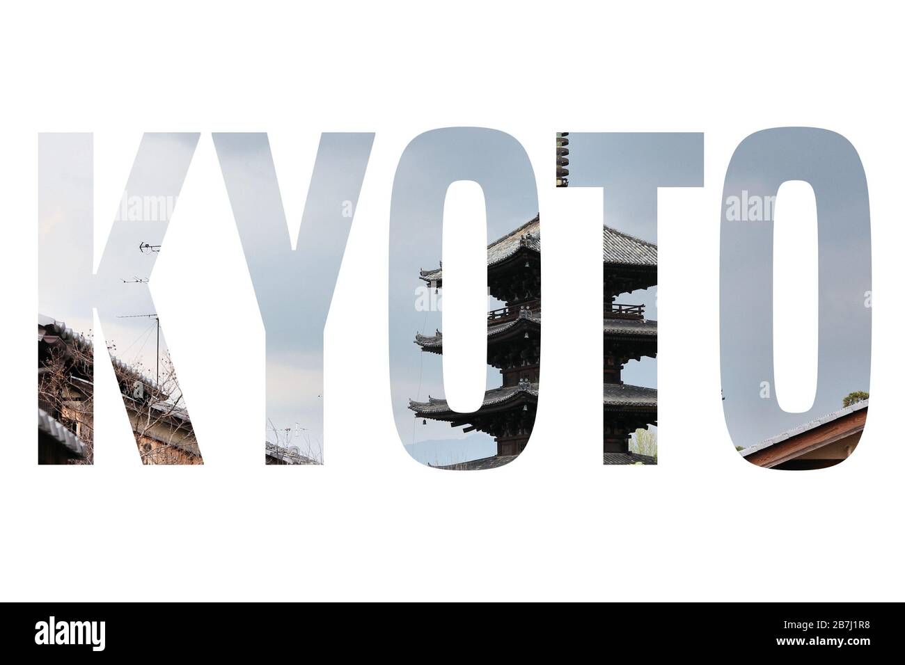 Kyoto, Japan - city name word text photo silhouette Stock Photo - Alamy