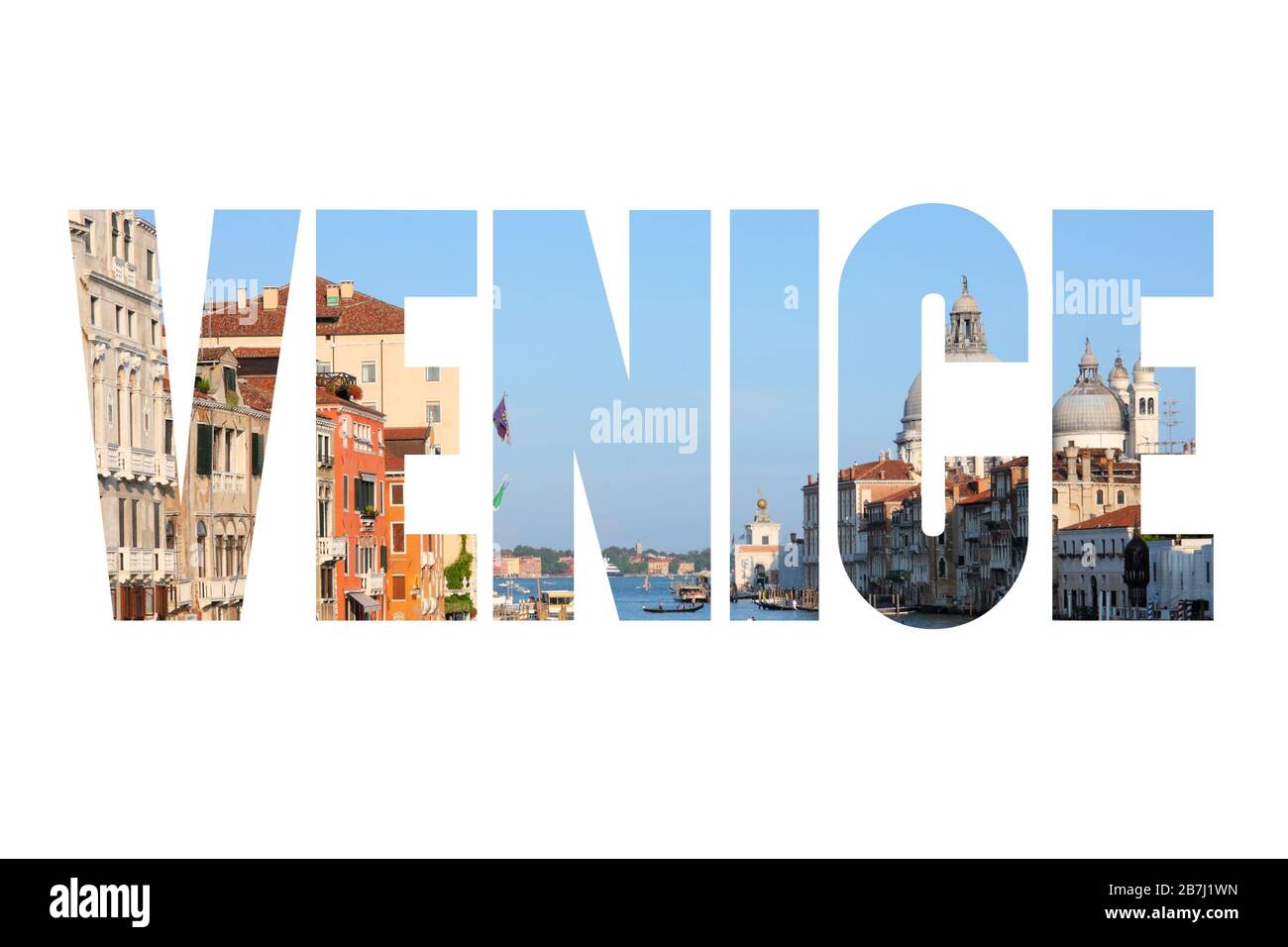 Venice text word sign - Italy city name silhouette postcard Stock Photo ...