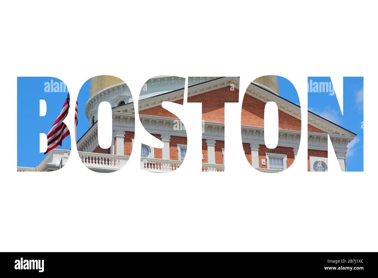 Boston, United States - postcard style sign. City name word Stock Photo ...