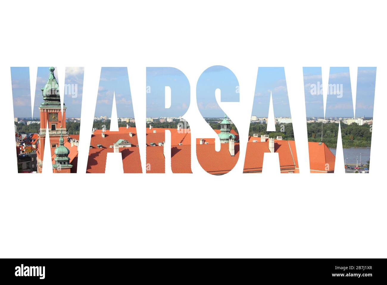 Warsaw, Poland - city name sign with photo in background. Isolated on ...