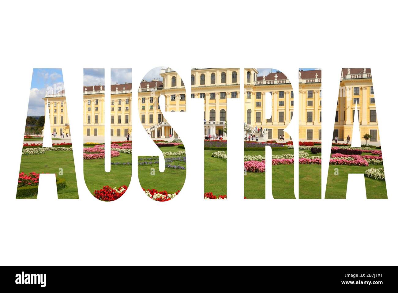 Austria - country name sign with photo in background. Isolated on white ...