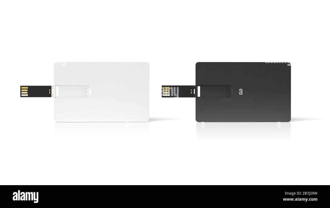 Blank black and white plastic wafer usb card mock up Stock Photo - Alamy
