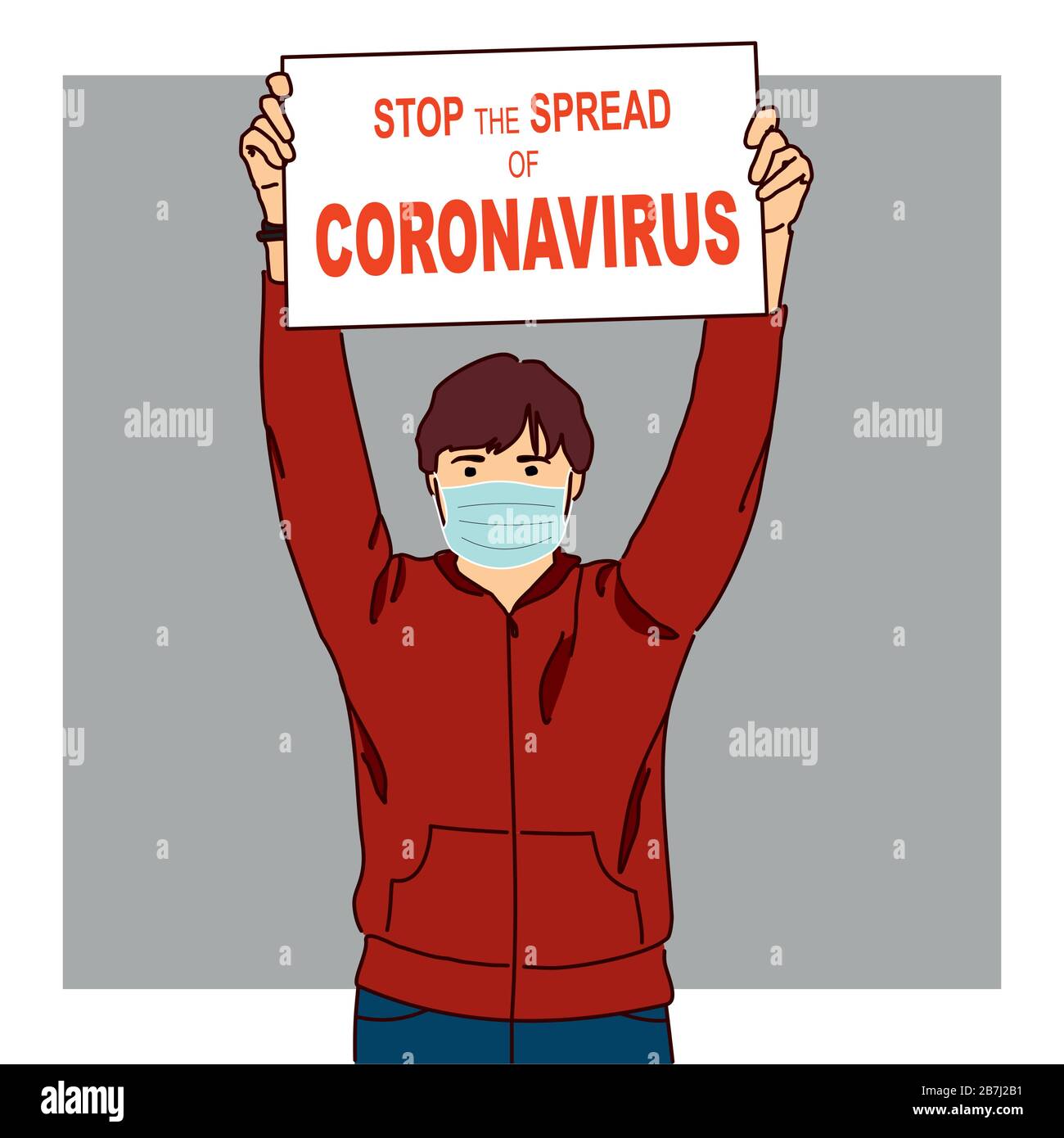 A man holds over his head on outstretched hands a blank sheet Stock ...