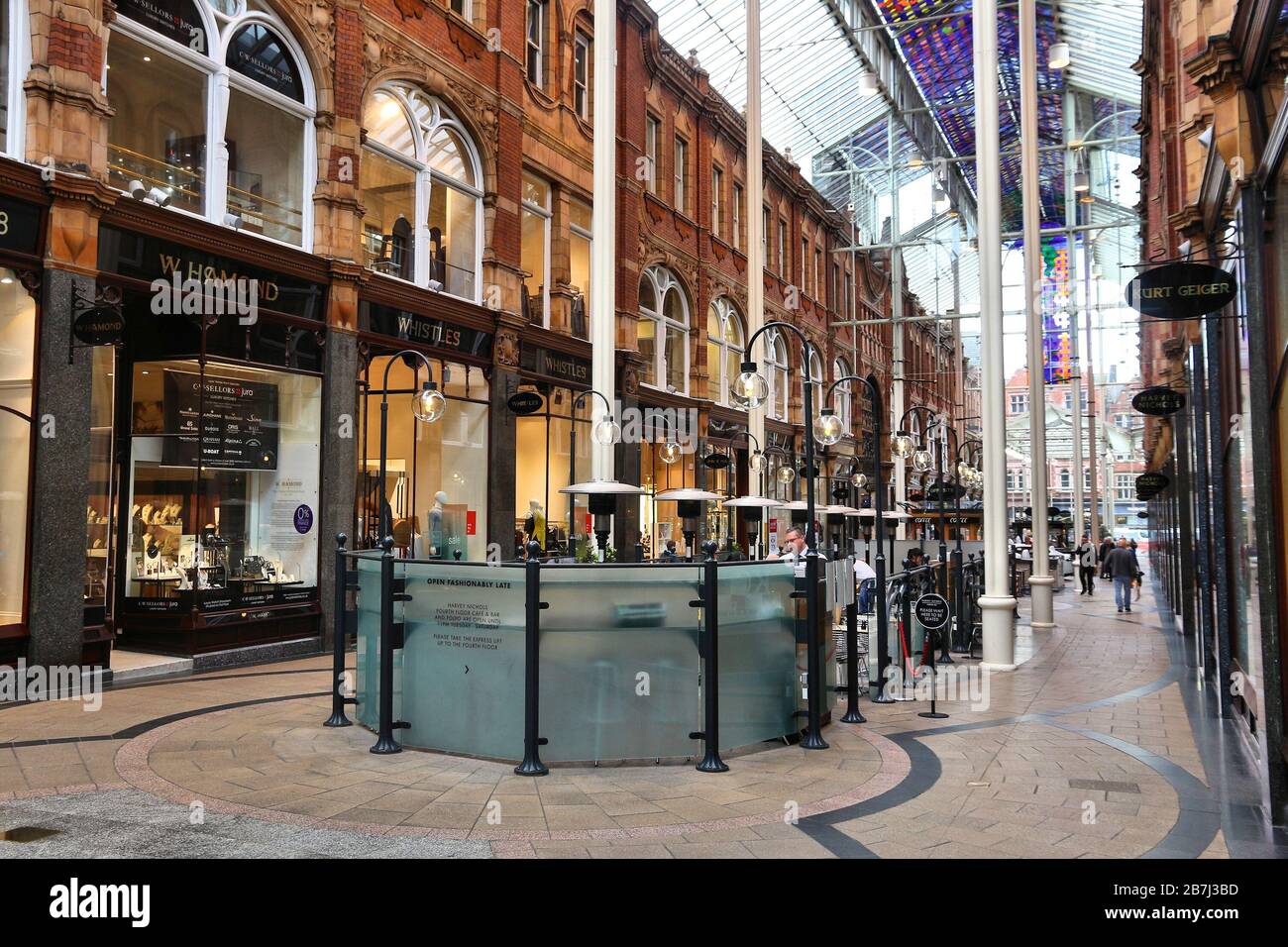 LEEDS, UK - JULY 11, 2016: People visit shops of Victoria Quarter in ...