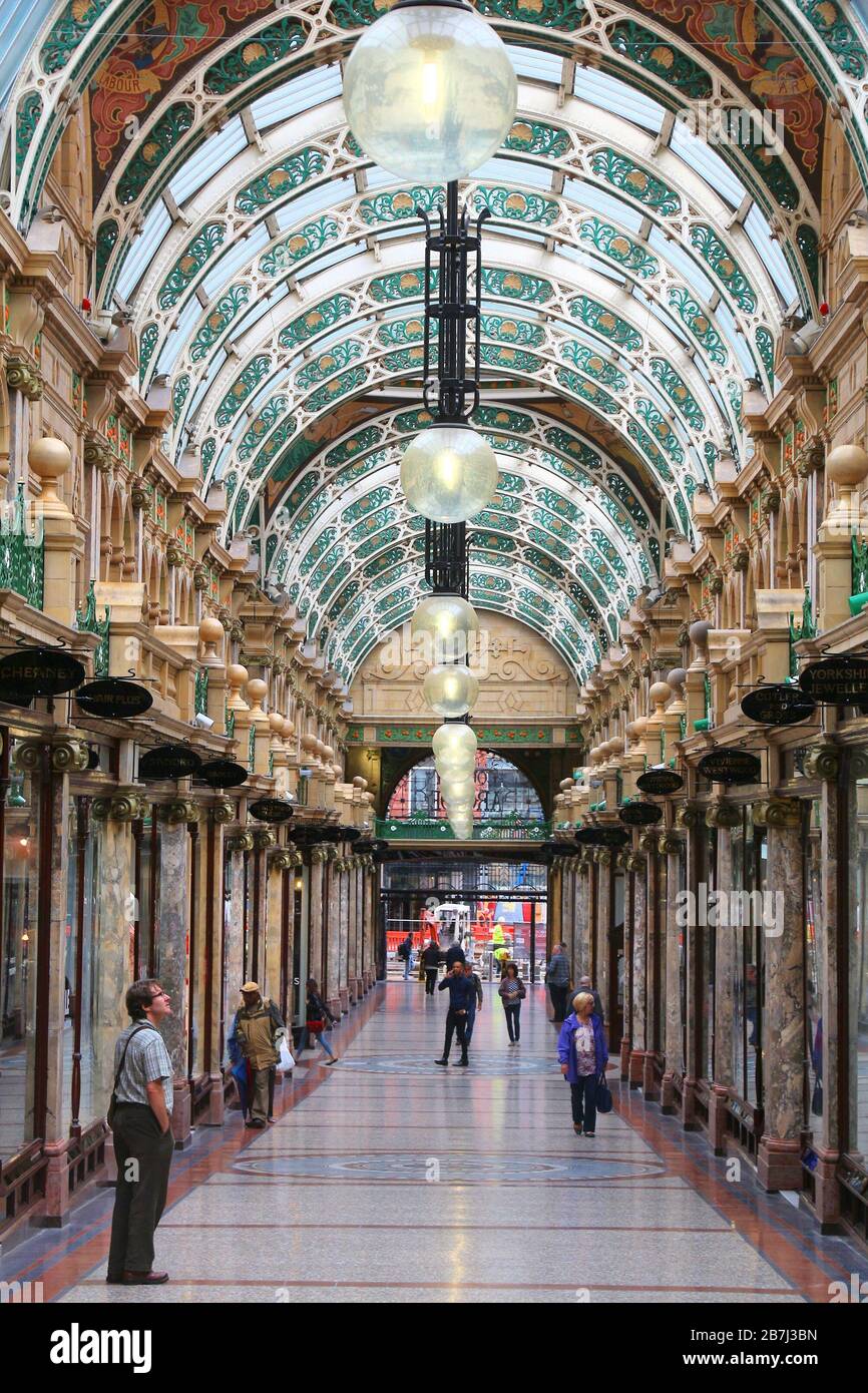 LEEDS, UK - JULY 11, 2016: People visit shops of Victoria Quarter in ...