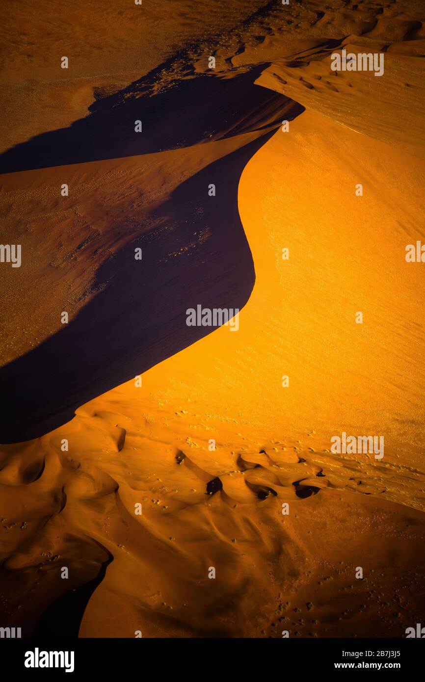Sand dunes of Namib desert from aircraft on Skeleton coast in Namibia ...
