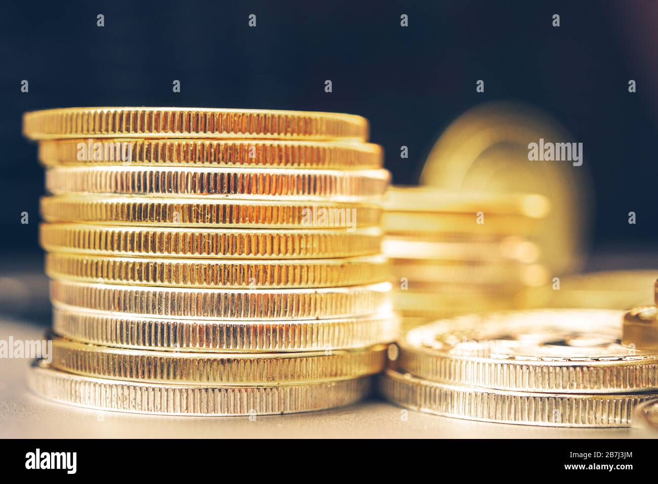 Stack of Golden Coins. Investing in Gold During Crisis Concept Photo ...
