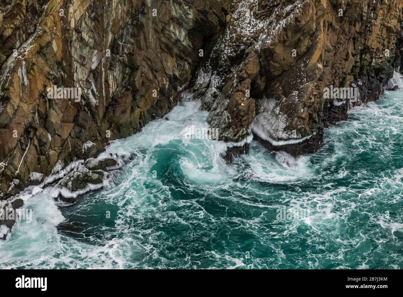 Surging ocean and dangerous rocks at Cape Bonavista Lighthouse on the ...