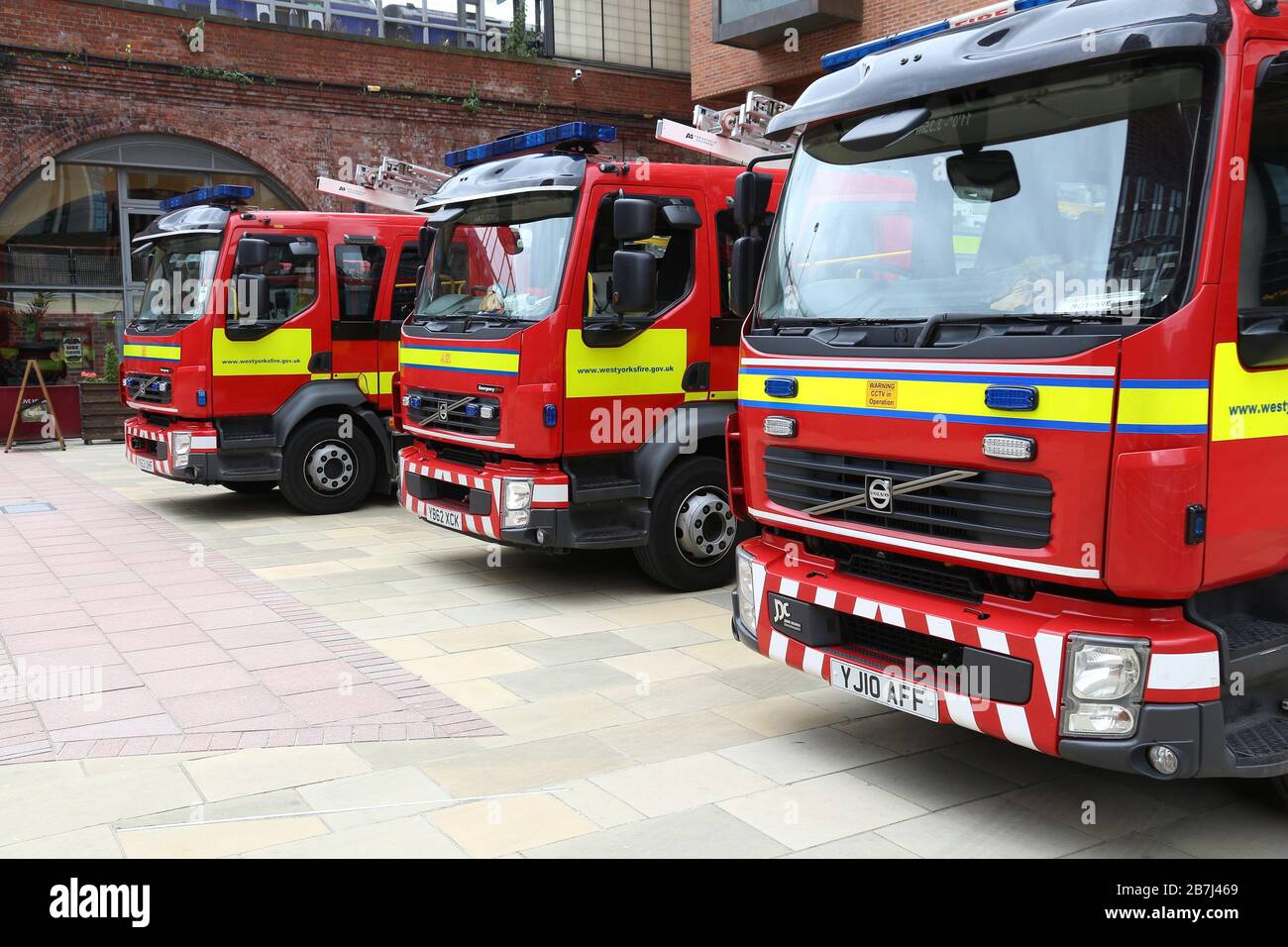 LEEDS, UK - JULY 12, 2016: Volvo truck fire engines Leeds, Yorkshire ...