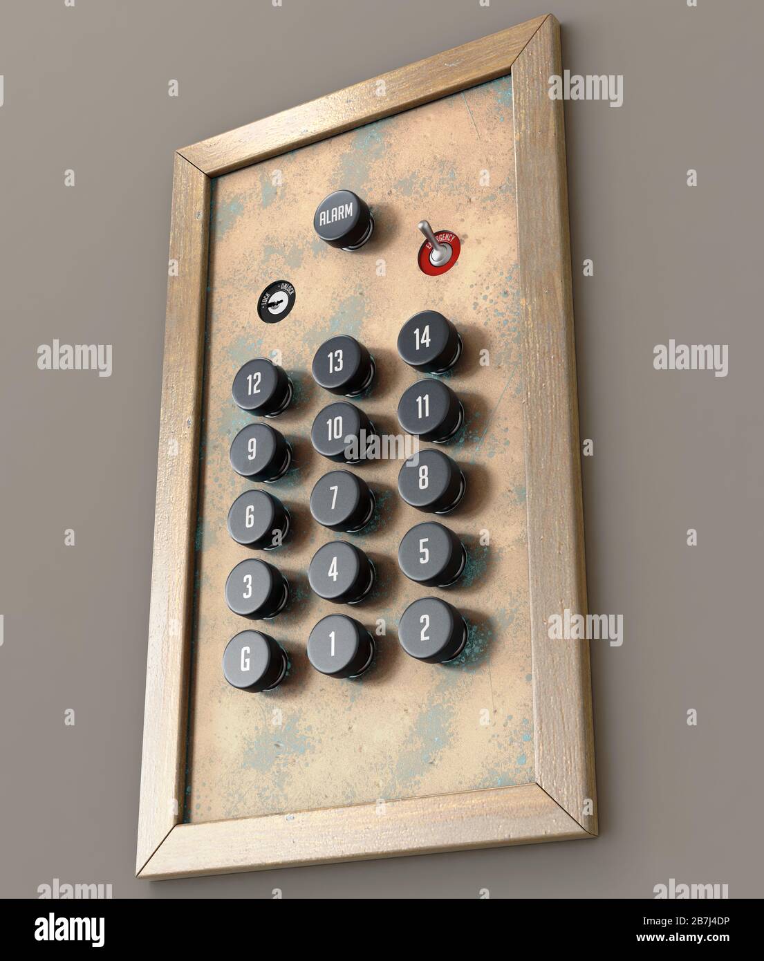 Vintage Elevator Buttons Panel 132 Old Elevator Buttons Stock Photos