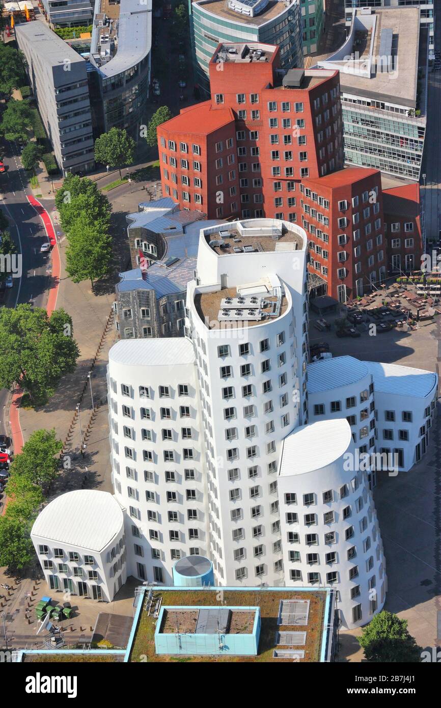 DUSSELDORF, GERMANY - JULY 8, 2013: Neuer Zollhof building in ...