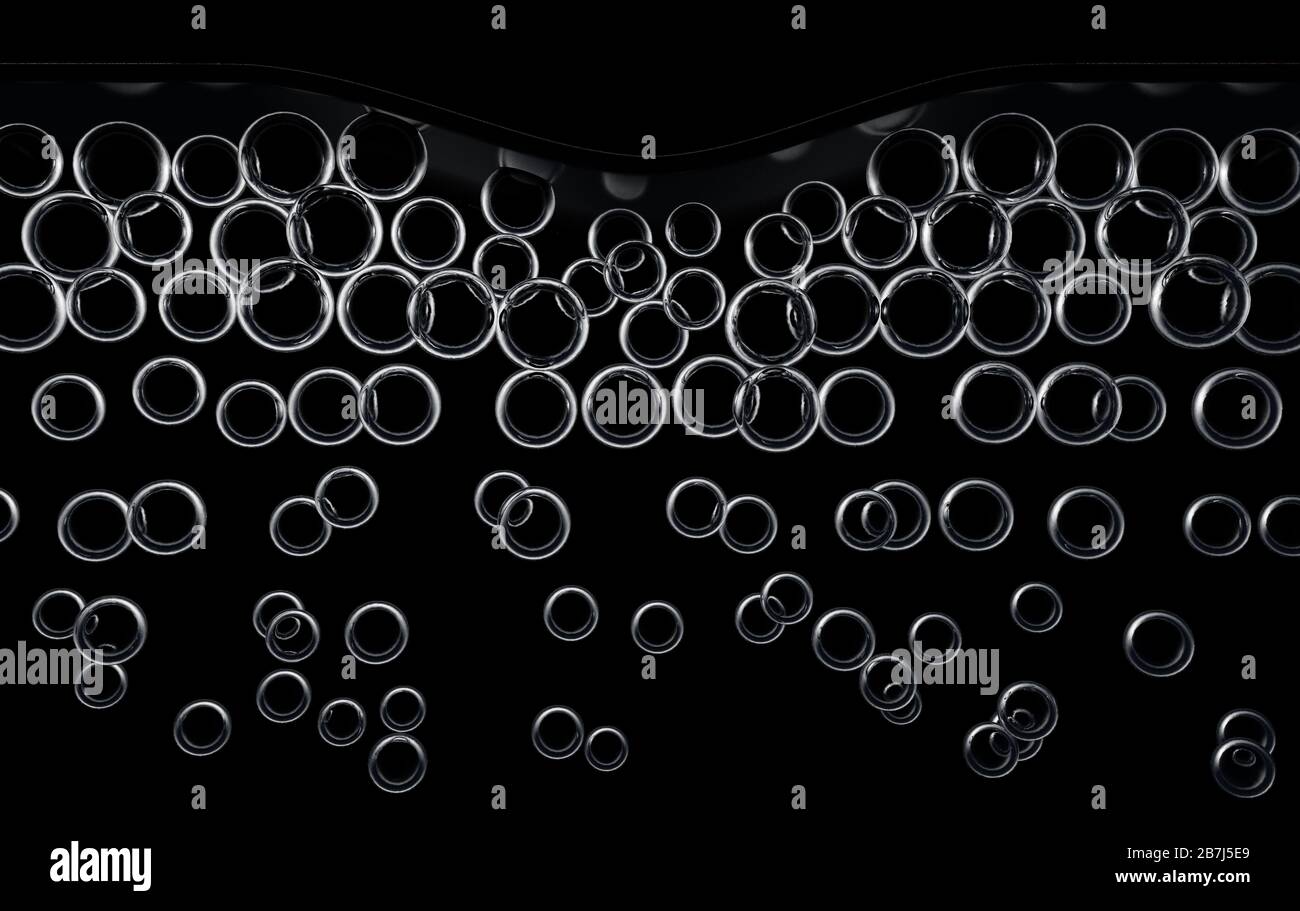 A concept of a collection of transparent liquid molecules gathering ...