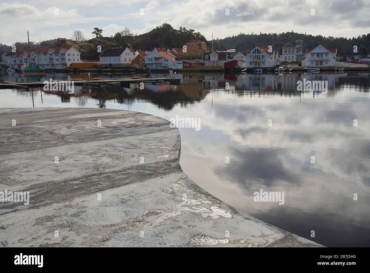 The salmon-river of Mandalselva passes through the little town of ...