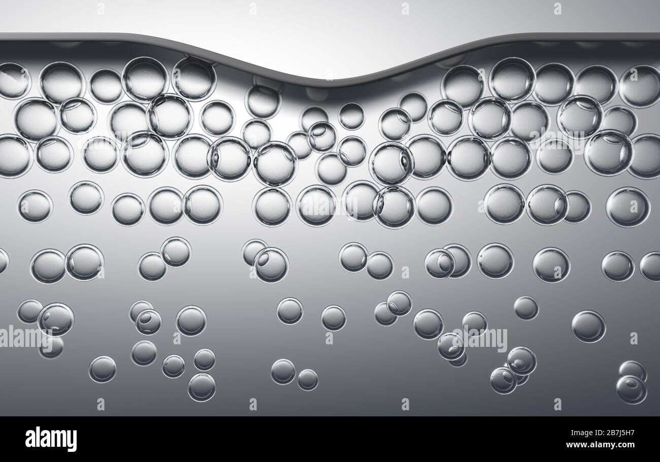A concept of a collection of transparent liquid molecules gathering ...