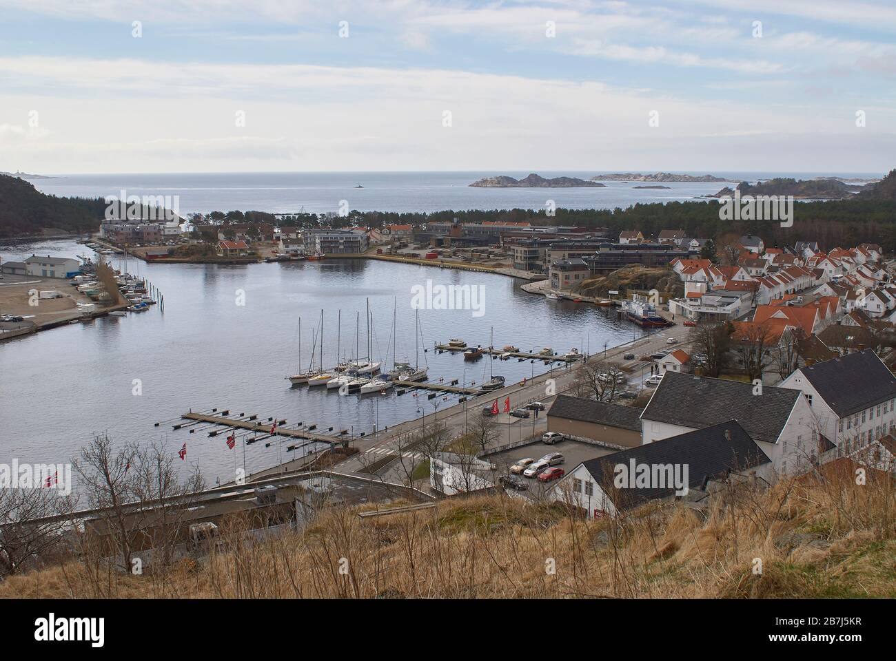 The salmon-river of Mandalselva passes through the little town of ...