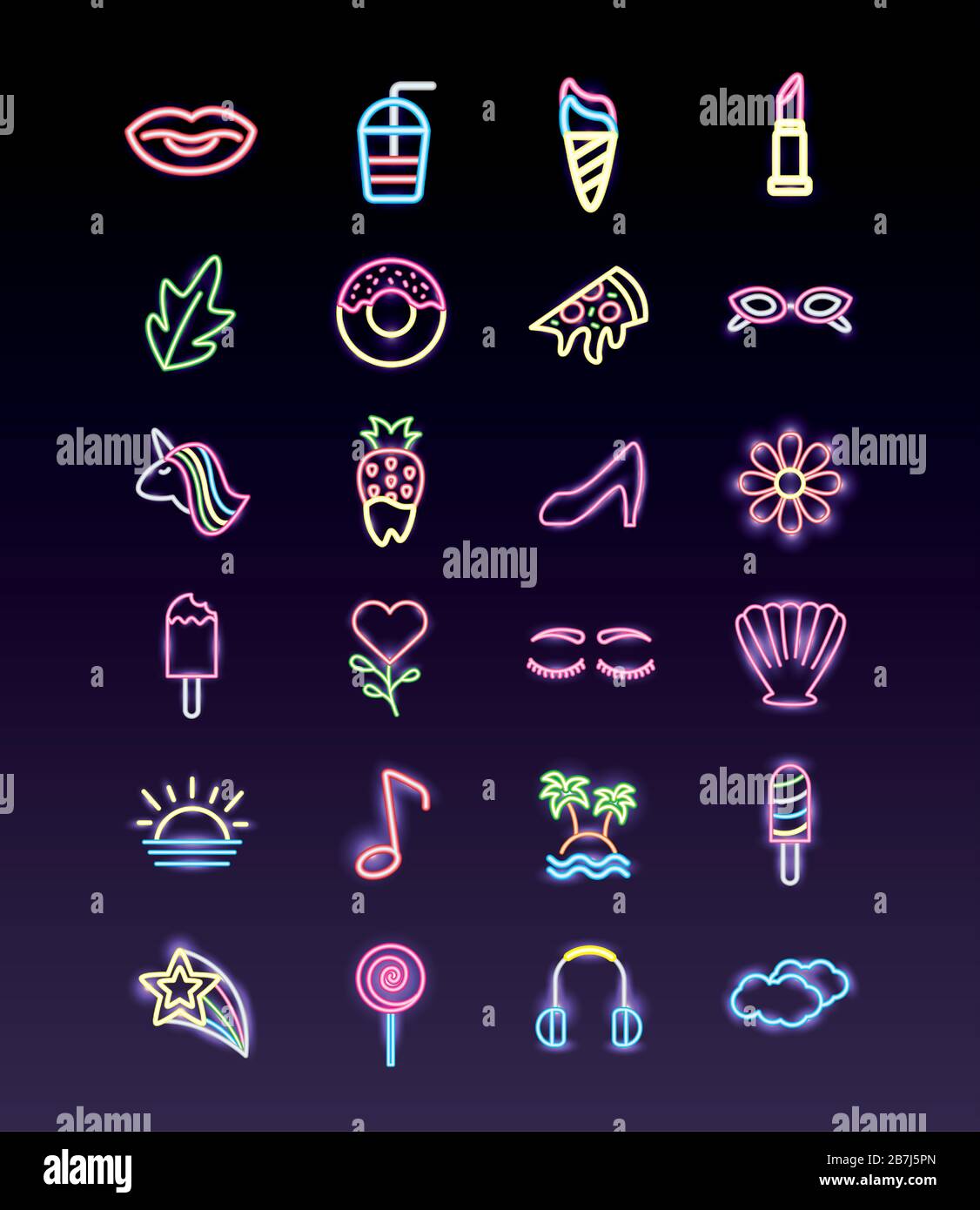 bundle of neon lights set icons Stock Vector Image & Art - Alamy