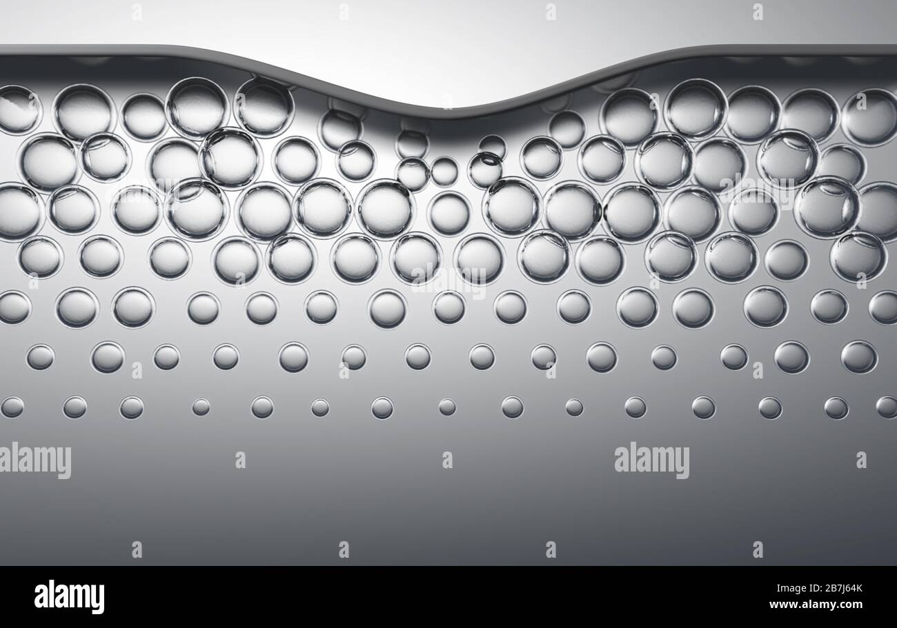 A concept of a collection of transparent liquid molecules gathering ...