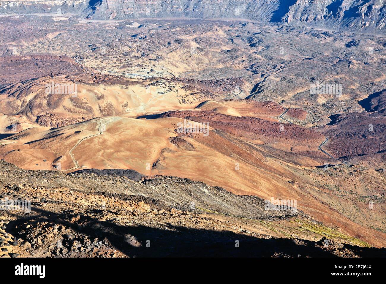 Tenerife - volcanic desert of Teide National Park. Volcano caldera ...