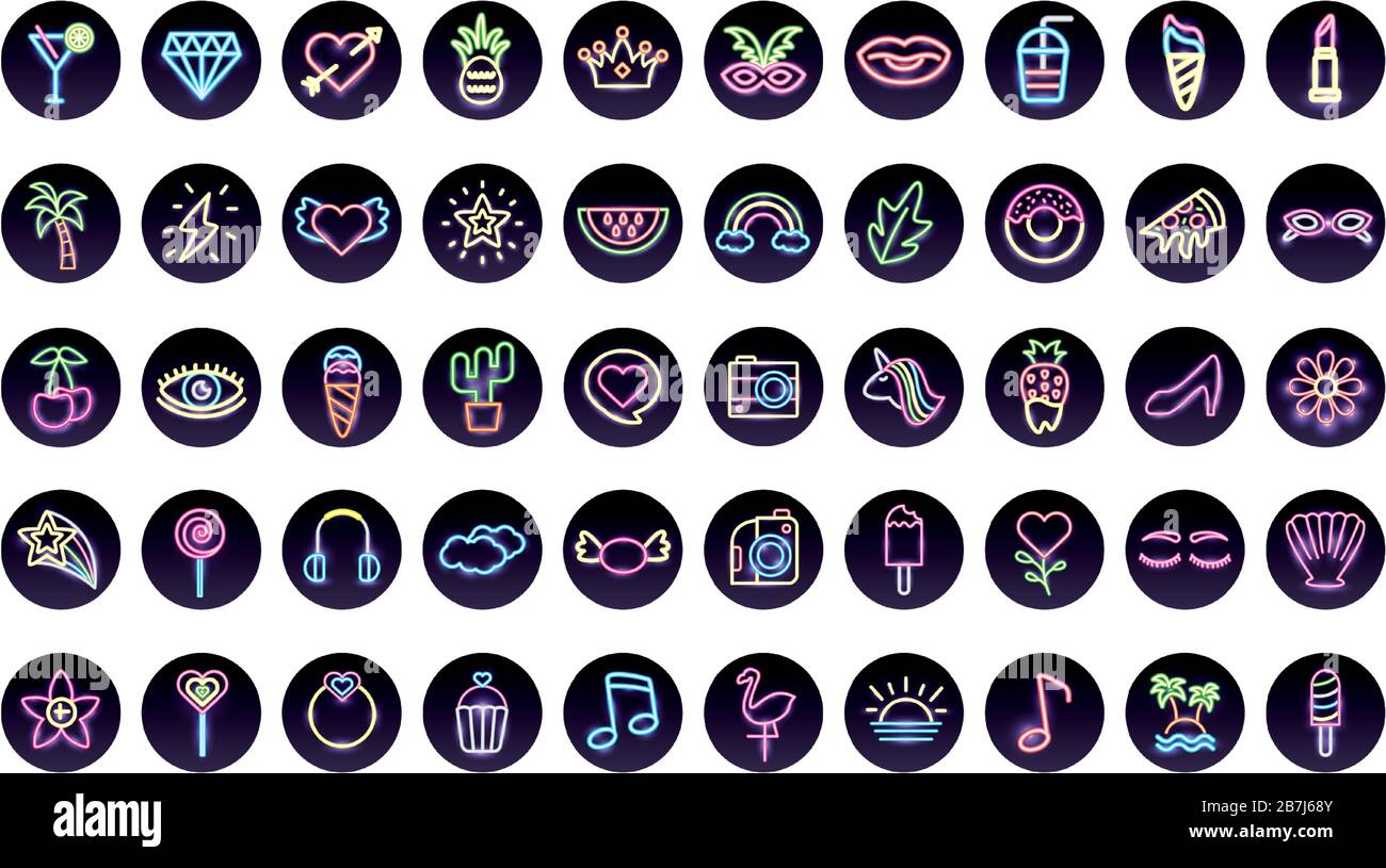 bundle of neon lights set icons Stock Vector Image & Art - Alamy